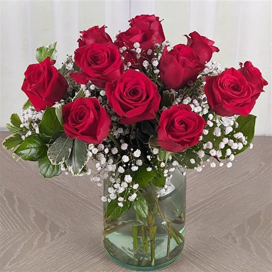 12 Red Rose Hand Tied